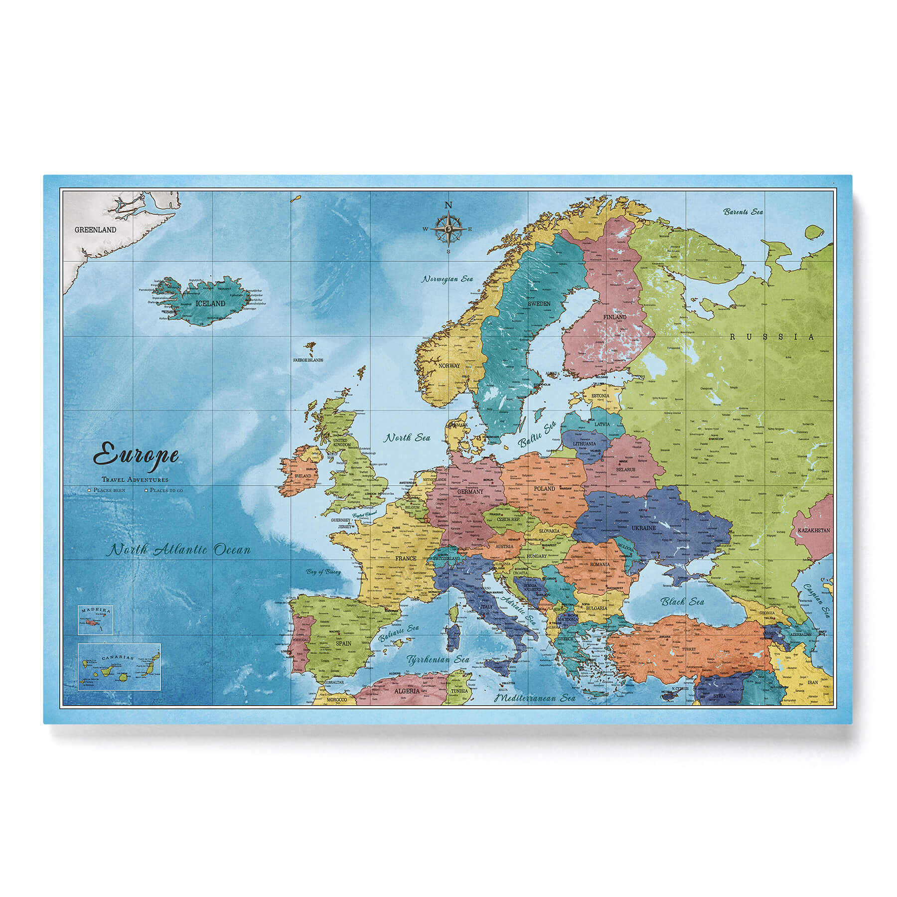 Push Pin Europe Map Cream Pinboard Gift For Trveler